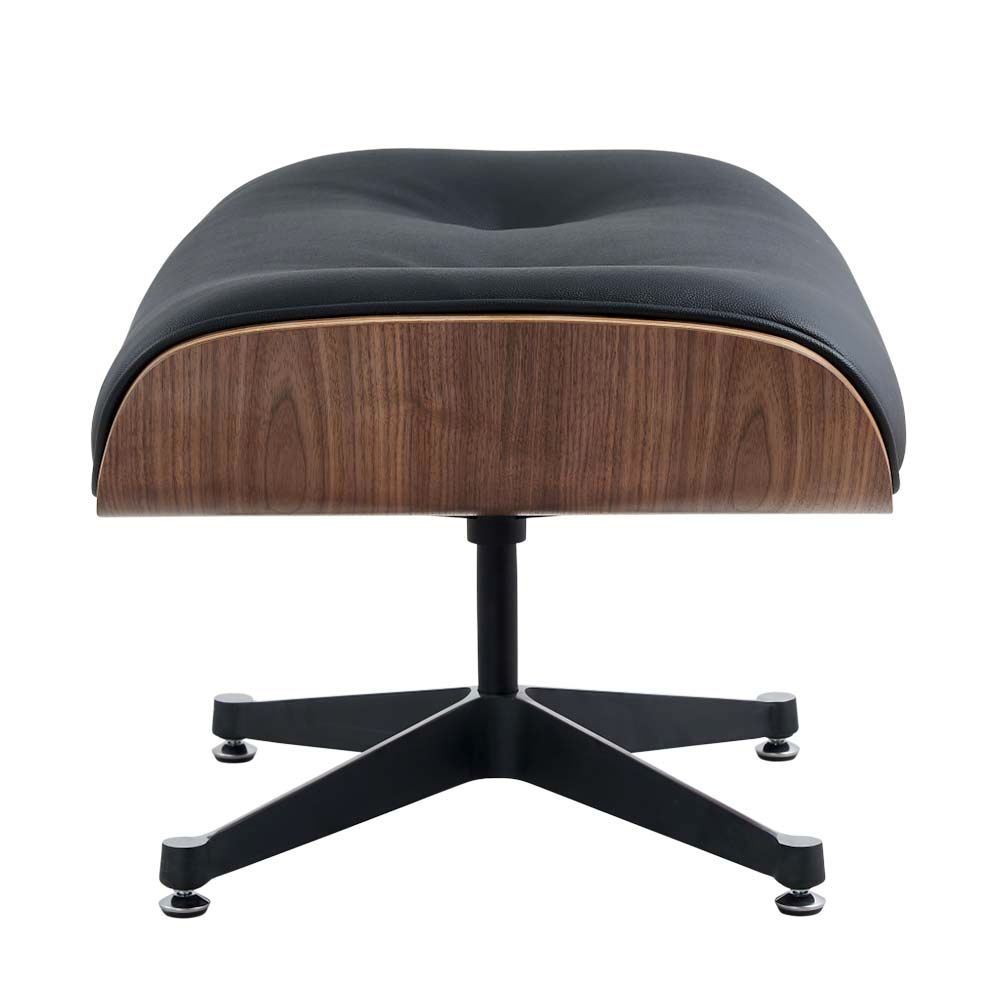 Zinzan Eames Lounger in Walnut in Black Italian Leather - Zinzan